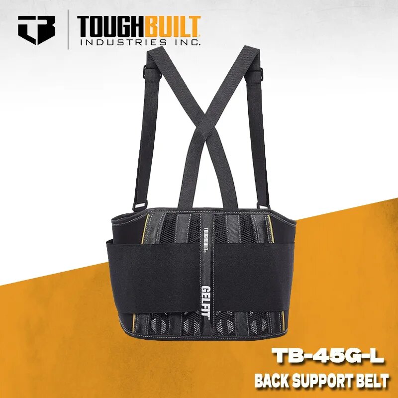 TOUGHBUILT TB-45G-L Пояс для поддержки спины Gelfit, размер L, 40-48 дюймов. Подтяжки с креплением на талии. Удобная и прочная часть инструмента.