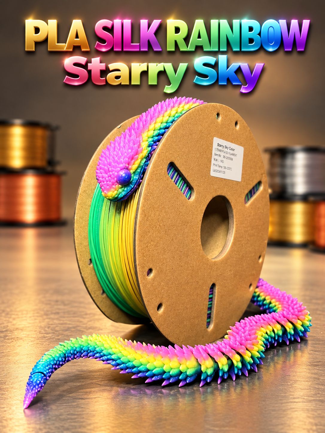 Пластик ThreeDprint PLA Silk Rainbow звездное небо (Starry Sky) катушка нити 1.75 для печати на 3D принтере