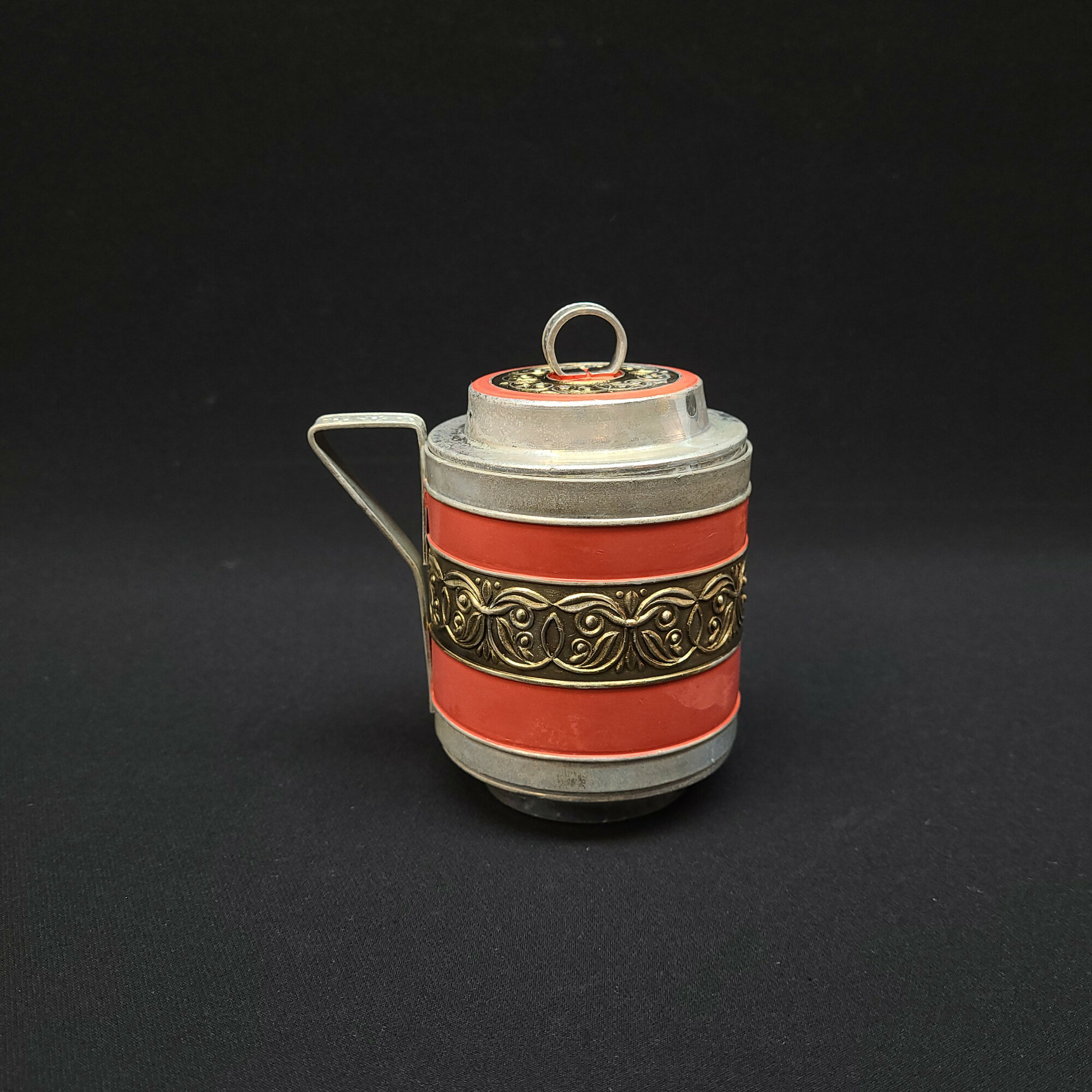 Кружка винтажная, СССР. Металл, с крышкой и ручкой