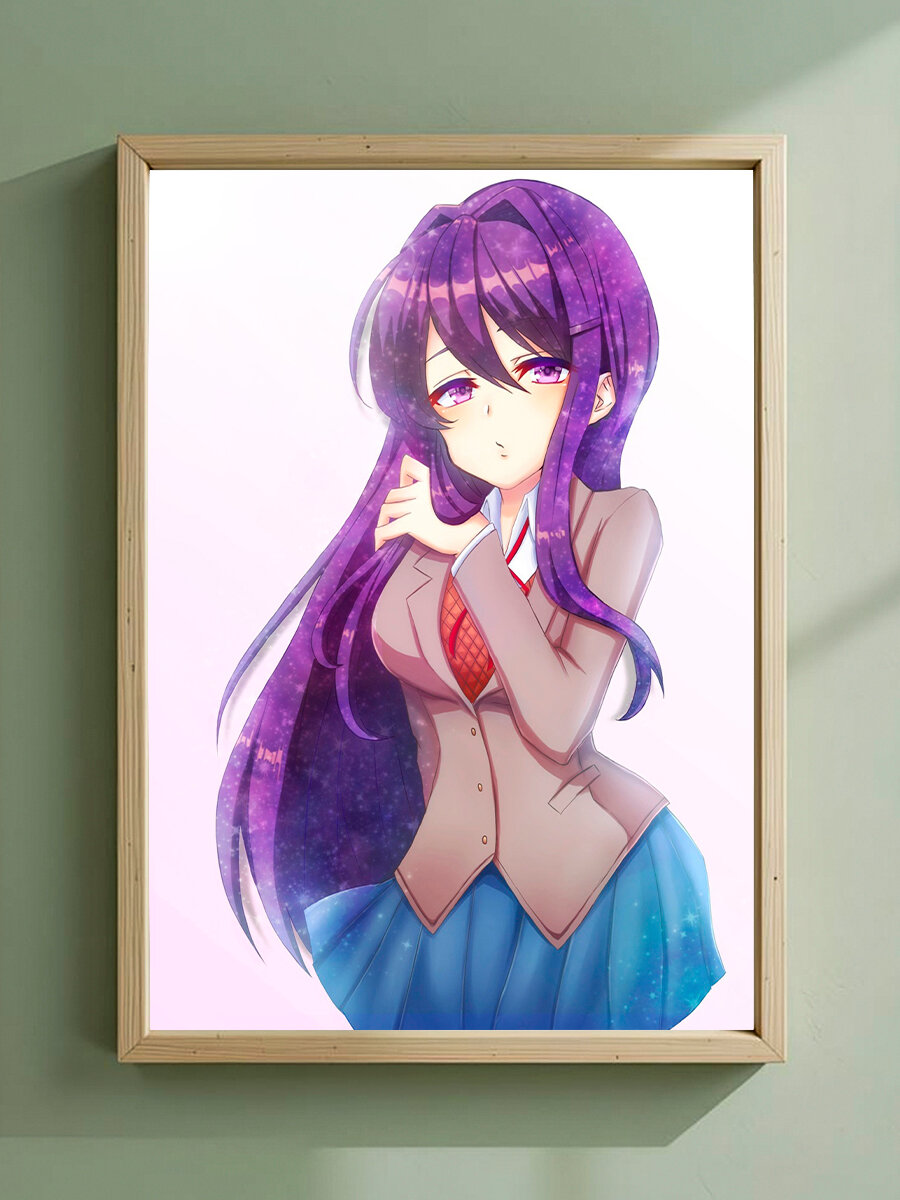 Постер, плакат на стену "Юри в синем платье: игра Doki Doki Literature Club" 42 см х 29,7 см (А3) Без Рамы