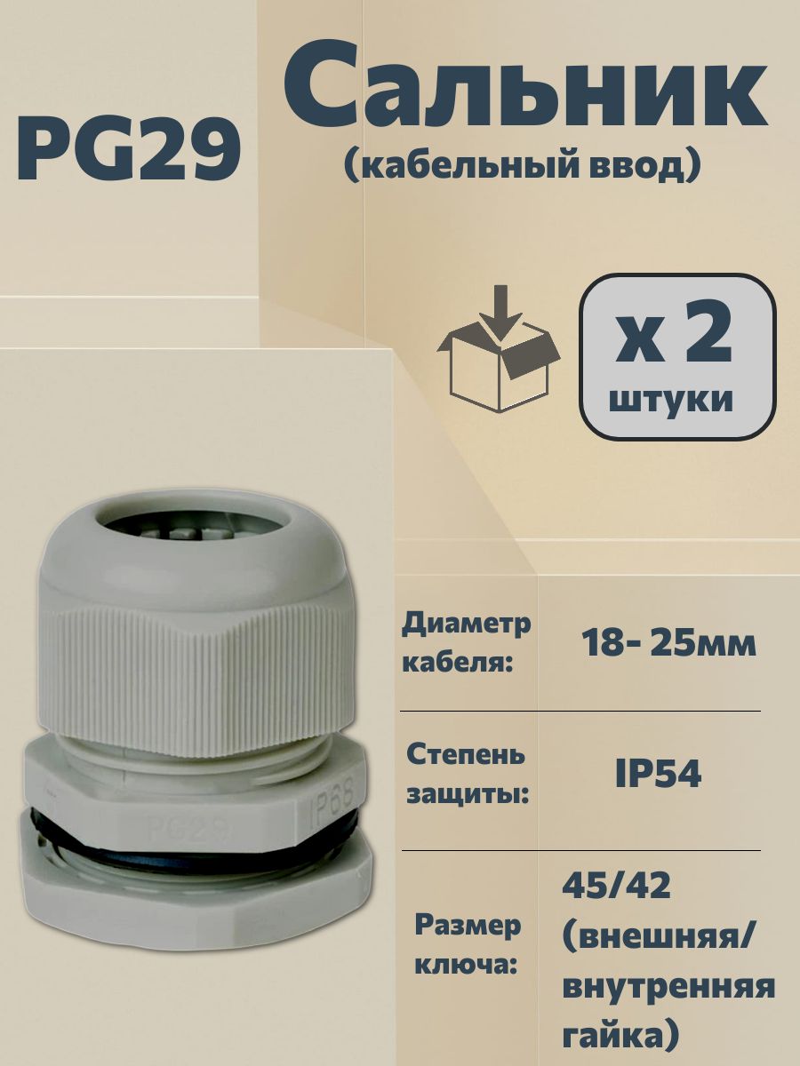 Кабельный ввод (сальник) PG29 (18-25мм, IP54), 2 шт.