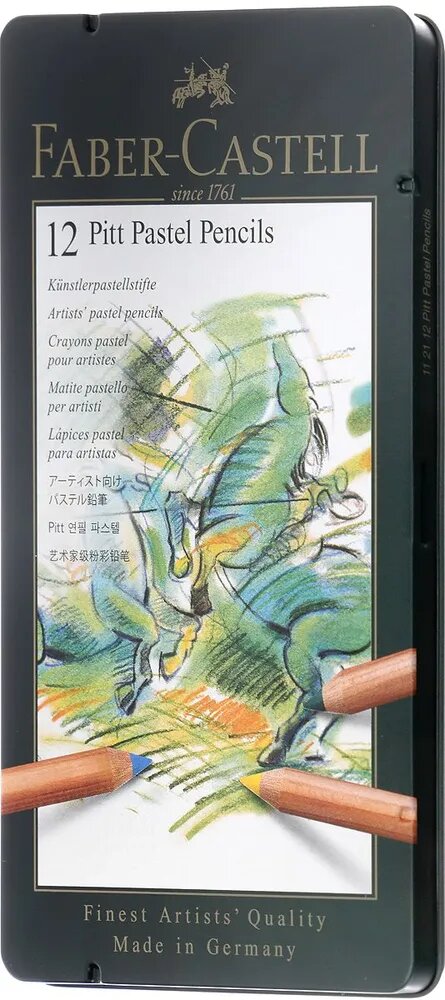Карандаши цветные пастельные художественные для рисования Faber-Castell "Pitt Pastel" 12 цветов, металлическая коробка