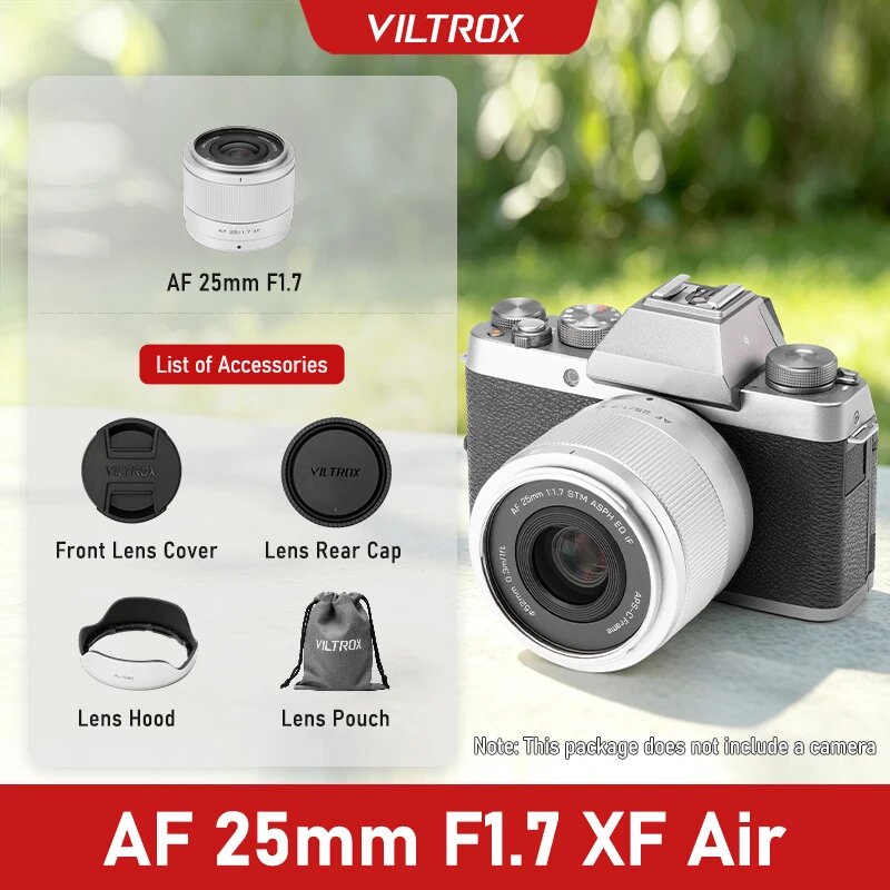 Объектив Viltrox AF 25mm F1.7 Air E/Z/XF для камер APS-C Fuji XF-Sliver