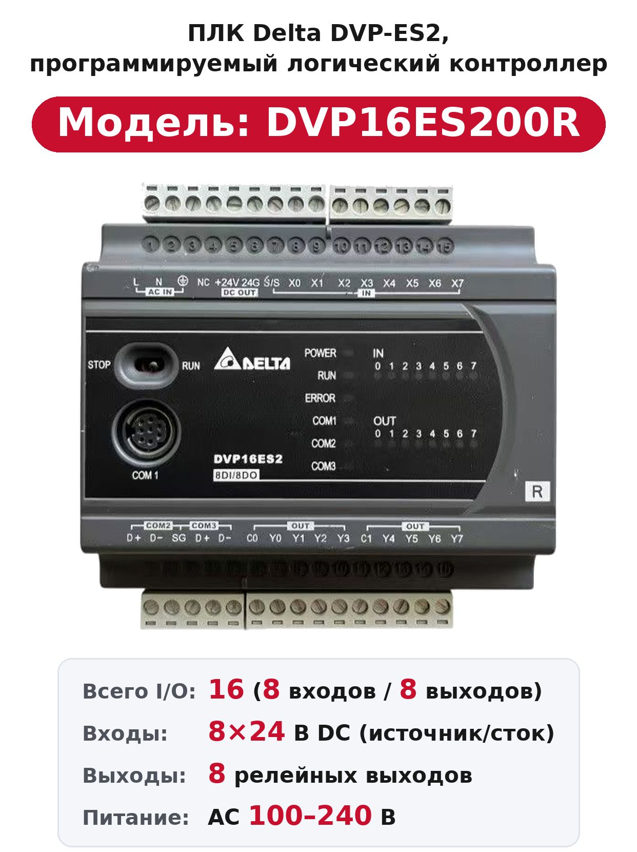 ПЛК 8DI/8DO реле 220В программируемый логический контроллер автоматизации Modbus RS485 DIN рейка