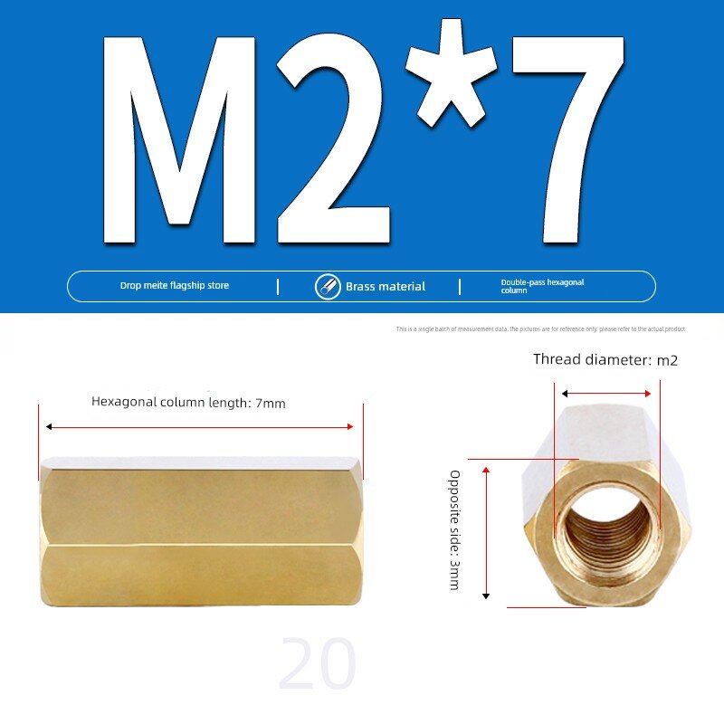 Медный шестигранный крепежный винт для резьбы M2, длина 7 мм, упаковка 20 шт. в компьютерных корпусах