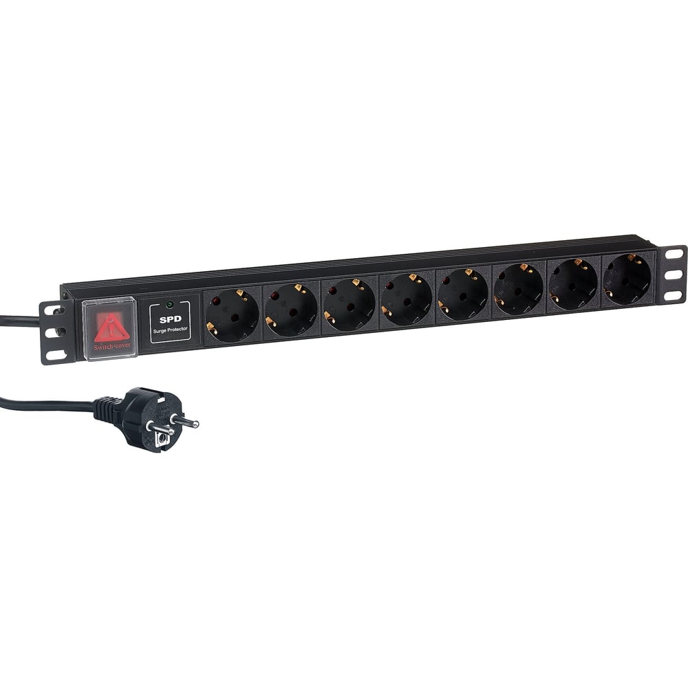 Блок роз ExeGate ServerPro PDU-19H807 Al-8S-EU2CU-SW-SPD1, 19, 1U, алюминий, 8Sch, евро, 2м, SPD1 280846