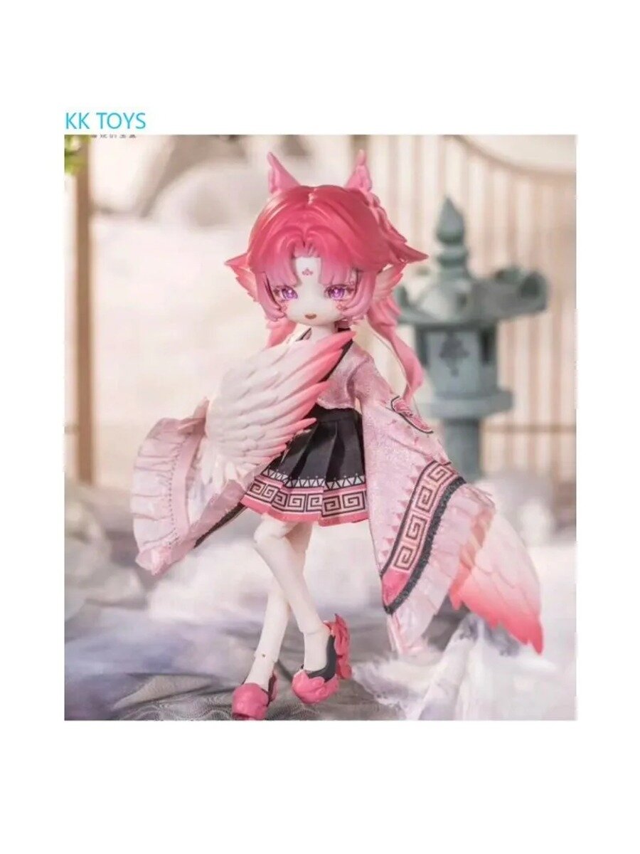 Коллекционная кукла BJD в розовом наряде с крыльями, аниме-стиль, 1/8