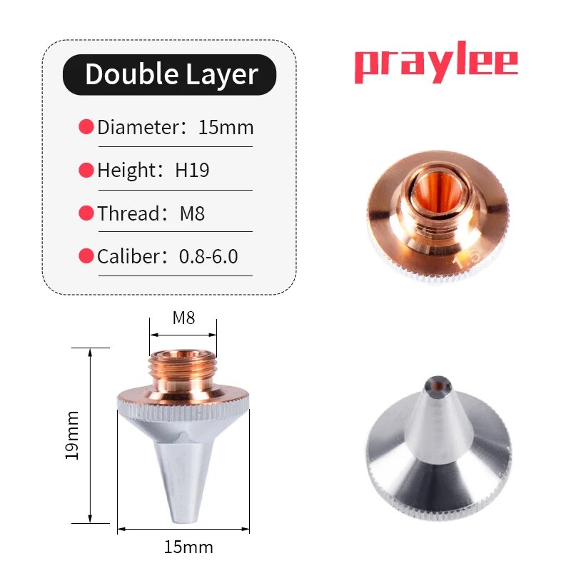 3D лазерная насадка Raytools M6 M8 0.8mm, M8 Double Chrome