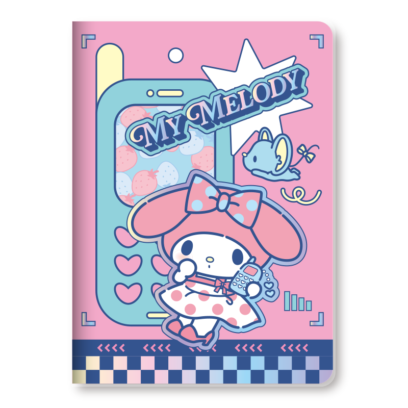 Sanrio Punk Magazine Series 96-страничный блокнот с пластиковым переплетом и дизайном Куроми и Май Мелоди, разноцветный