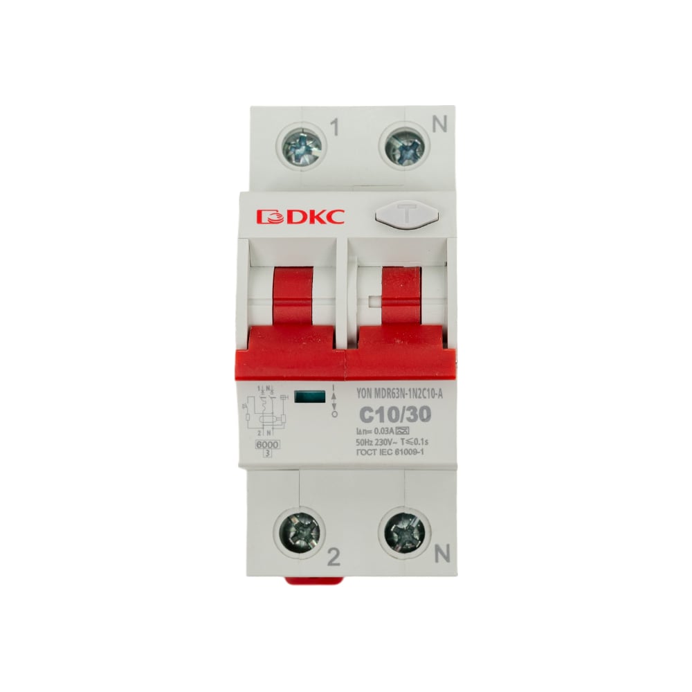 Автоматический выключатель дифференциального тока DKC авдт yon mdr63n 1p+n 10a c 30ma 6ka тип a MDR63N-1N2C10-A