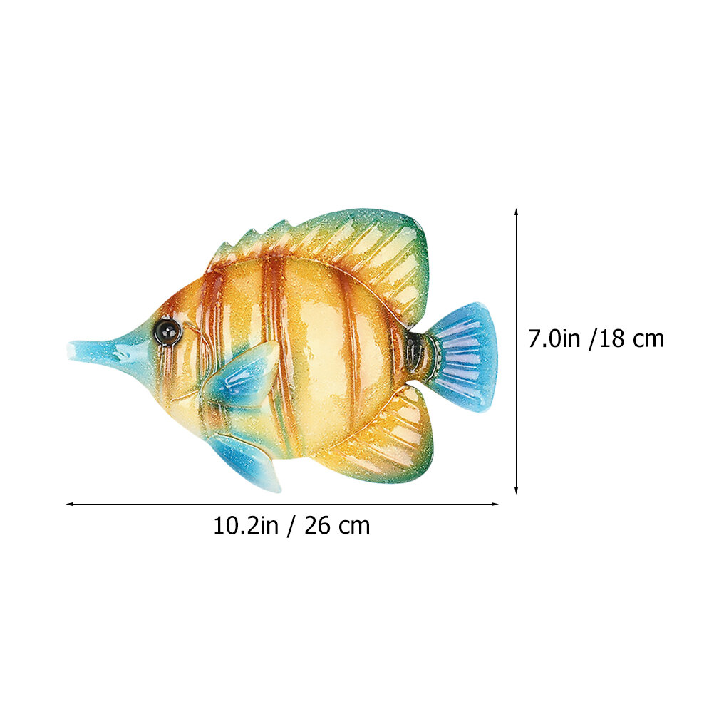 Желтый Узорный Декор Акула Из Железа Для Интерьера 26.00X18.00X2.00Cm