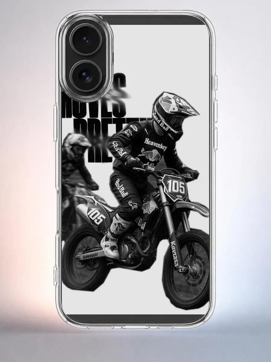 Чехол iPhone 16 мотокросс постер силиконовый