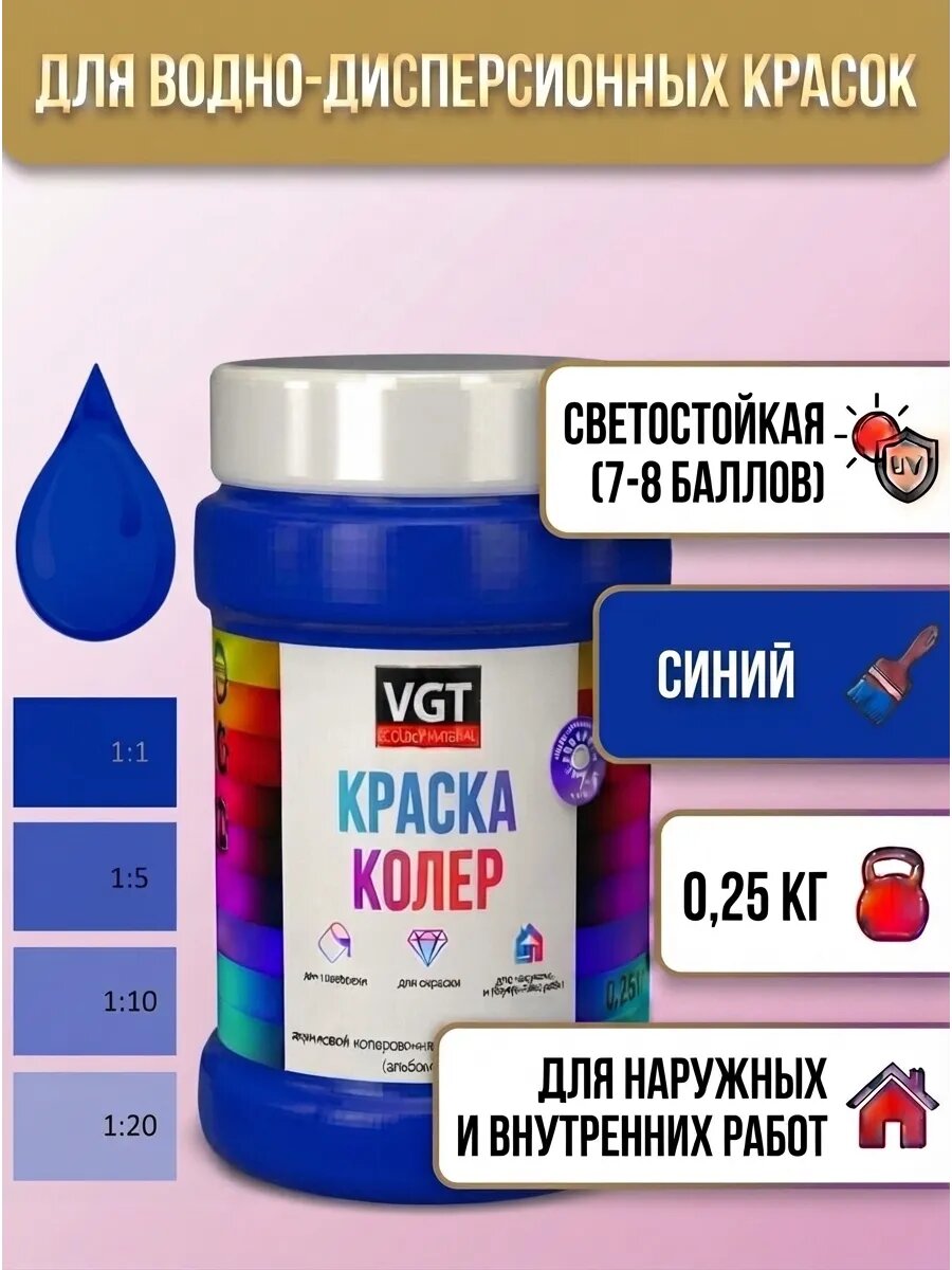 Колер синий 0.25кг ВГТ