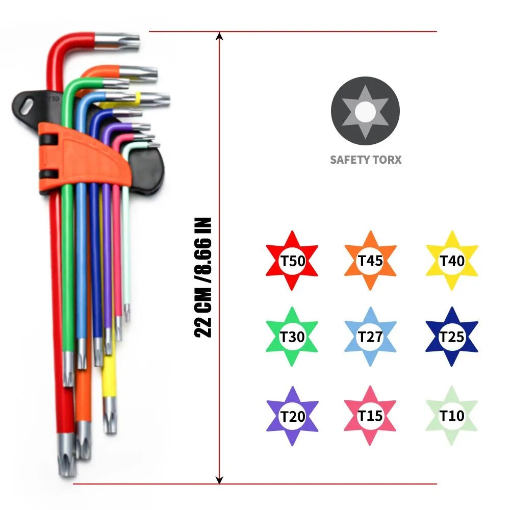 Набор угловых ключей TORX Дело Техники CR-V, 9 шт, T10-T50, 220 мм