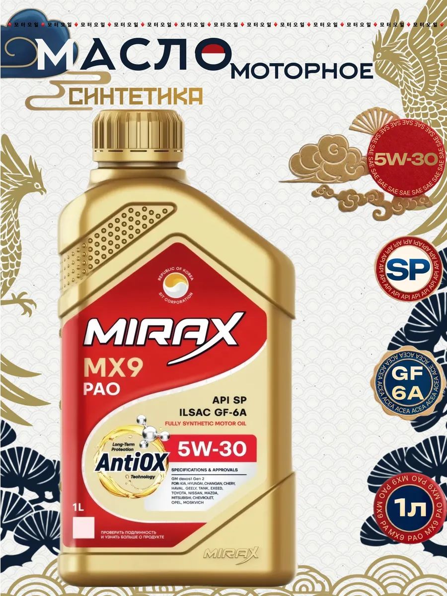 Моторное масло Миракс MX9 5W-30 API SP ILSAC GF-6A 1л