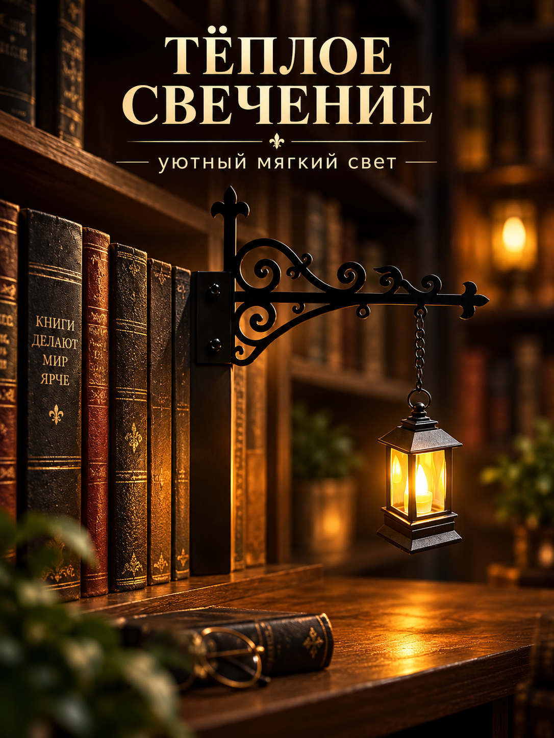 Лампа для книжных полок в винтажном стиле,23.5x25.5x5cm, уютный декор для дома и кабинета