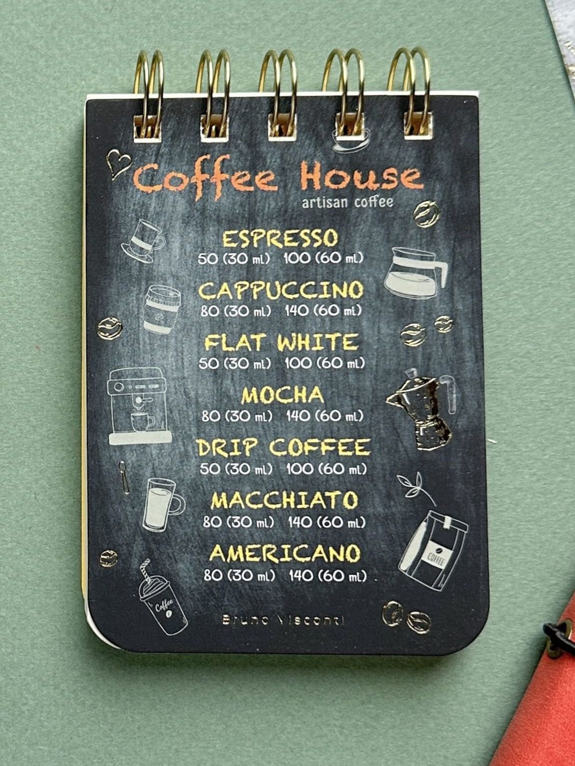 Блокнот А7 на пружине Bruno Visconti "COFFEЕ HOUSE" 100 листов / маленький блокнот для записей в линейку