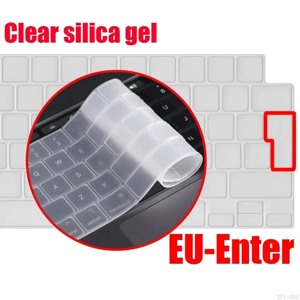 Чехол на клавиатуру MacBook Pro/Air силиконовый SDYIGOE Белый, Air13.6 M2 M3, Clear EU UK