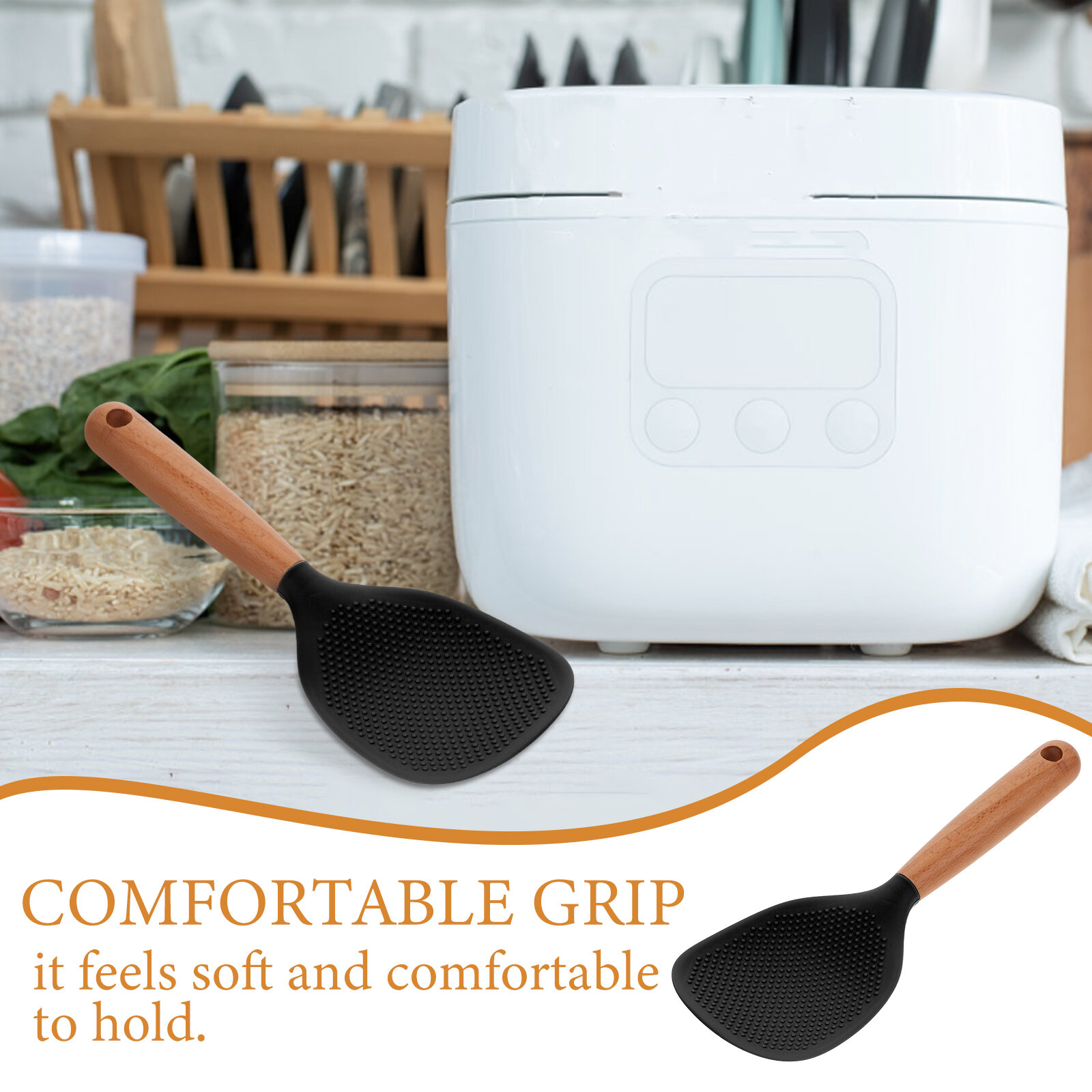 Silicone Rice Paddle С Красивым Дизайном Для Приготовления Риса 22 00X7 50X2 00Cm