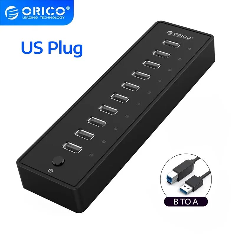 ORICO 10-портовый USB 2.0 хаб с адаптером питания