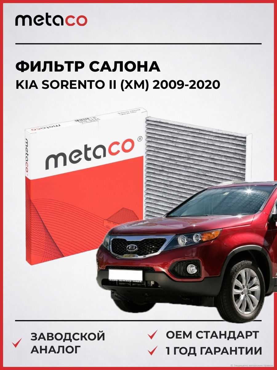 Фильтр салона METACO 1010054C Киа Соренто II Kia Sorento II XM 2009-2020