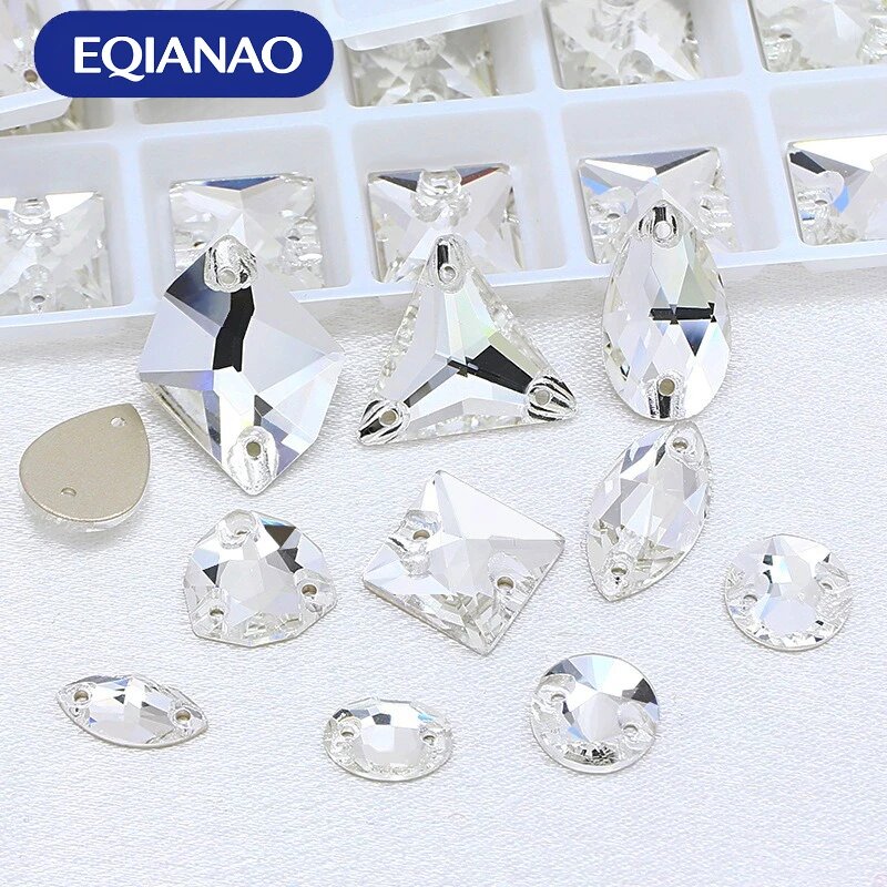 EQIANAO белые стразы для пришивания 50 шт 6X12mm horse eye