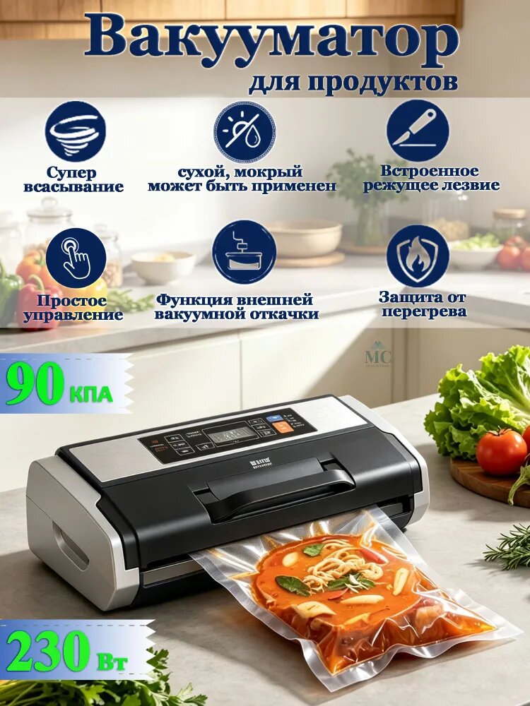 Вакуумный упаковщик для продуктов , вакууматор для продуктов с резаком