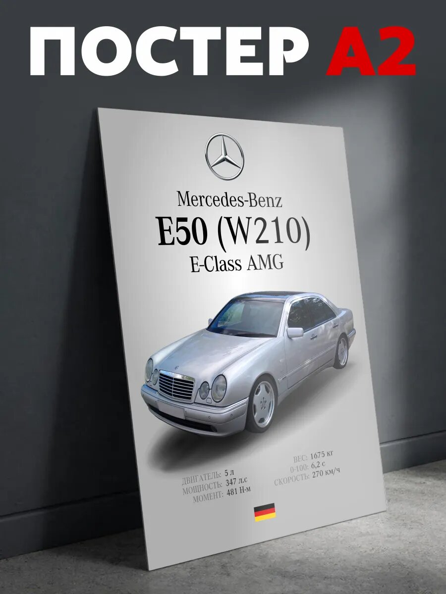Постер на стену Mercedes Mercedes W210 АМГ плакат А2