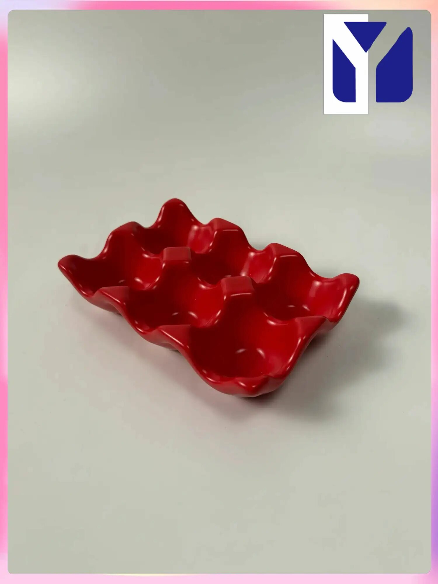Подставка для яиц HOMYS, керамическая, цвет красный, 14,5x9,5x3,2 см
