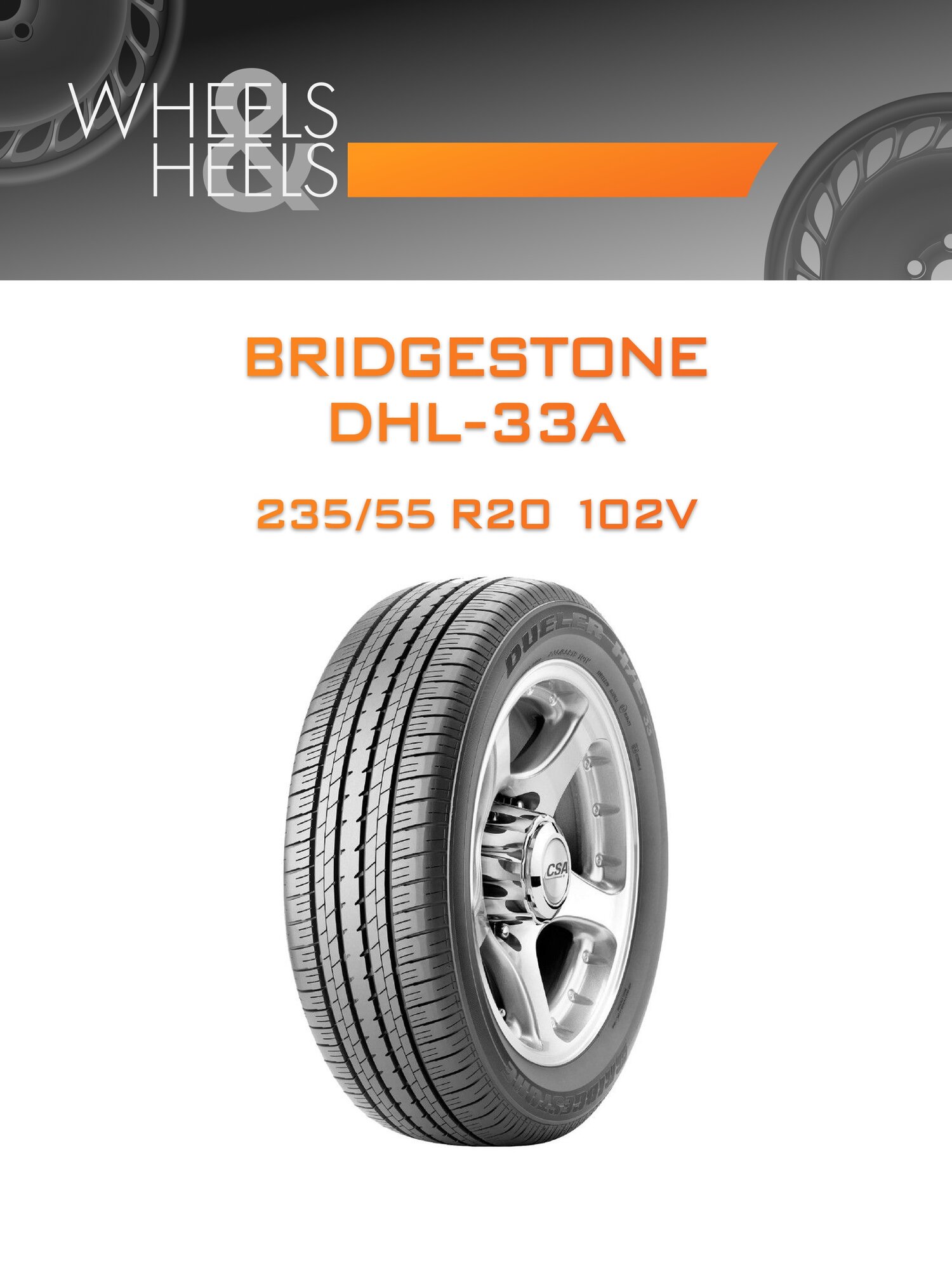 Шина автомобильная Bridgestone DHL-33A 235/55 R20 102V SUMMER, летняя, универсальная