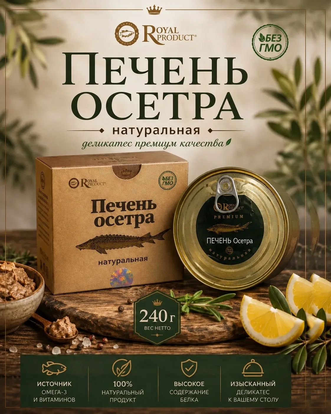 Печень осетра натуральная 240г.