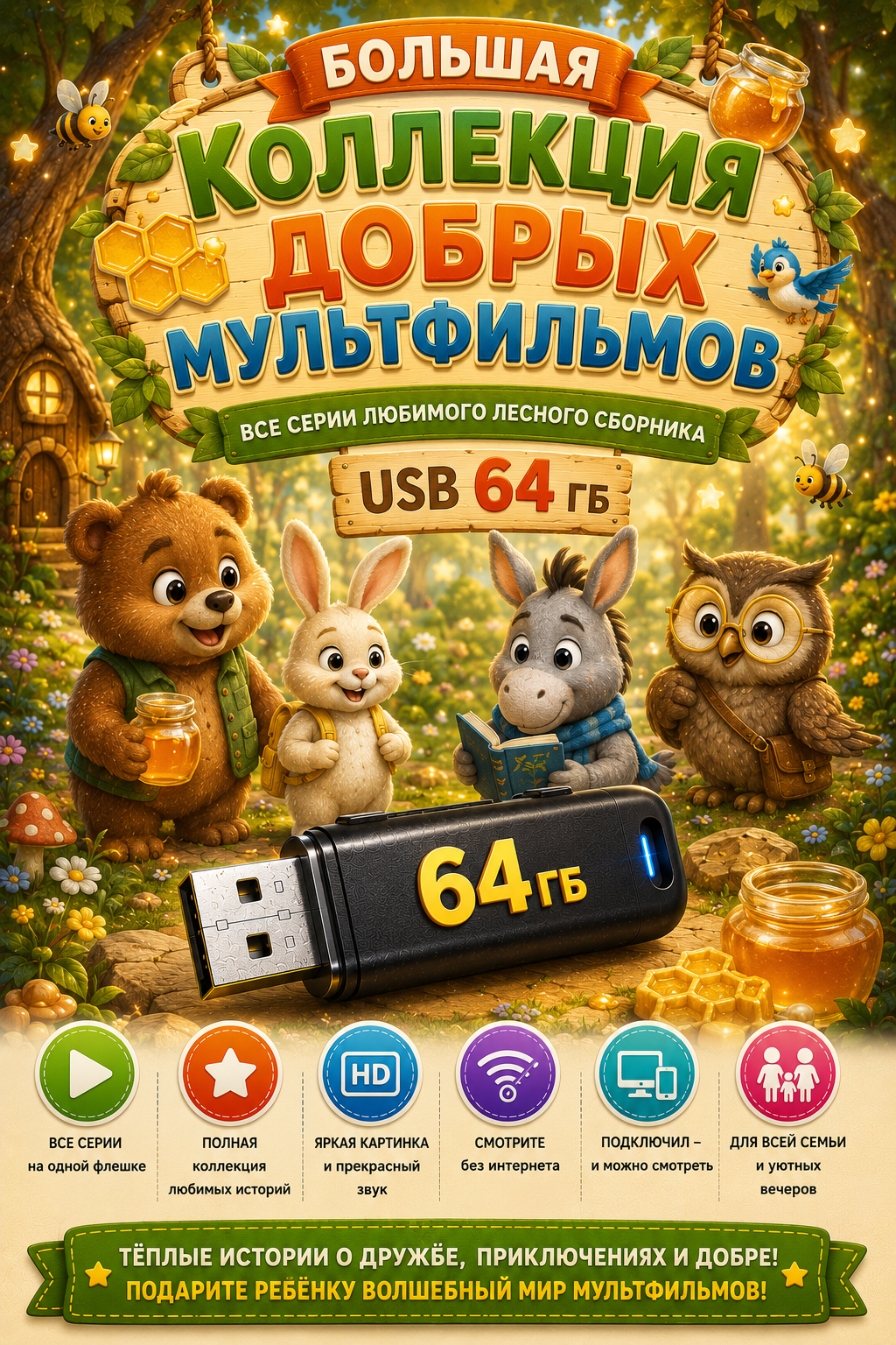 Золотая коллекция Винни-Пух и его друзья, 64 ГБ USB-накопитель