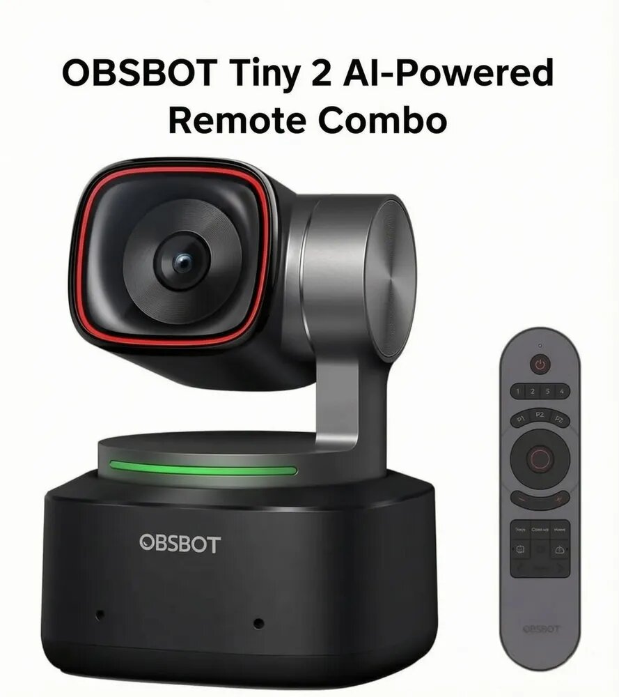 OBSBOT Tiny 2 4K , автофокусом и HDR. Сенсор 1/1.5", 60 к/с