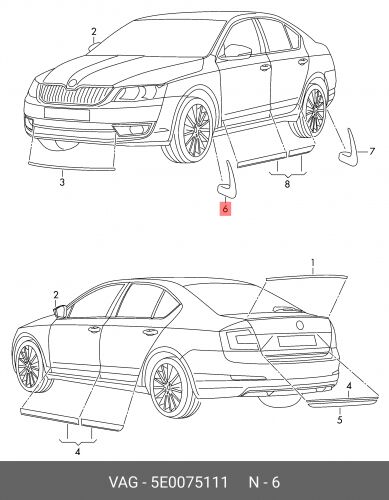 Брызговики пер. SKODA OCTAVIA