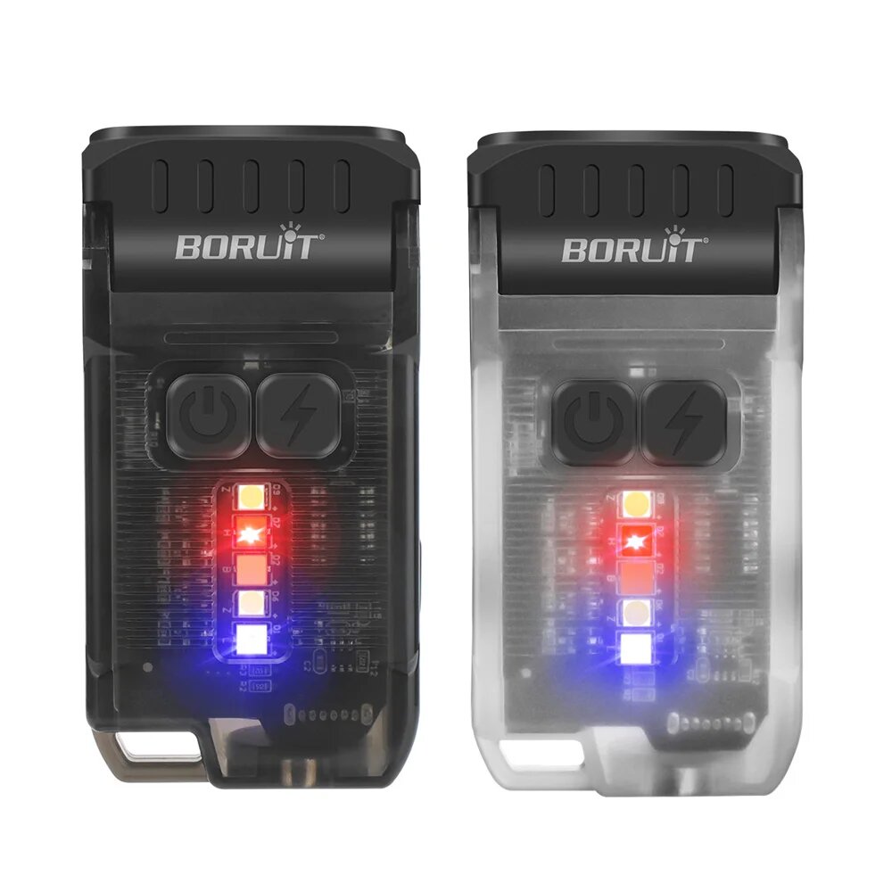 BORUiT V15 Фонарик-брелок, белый и черный