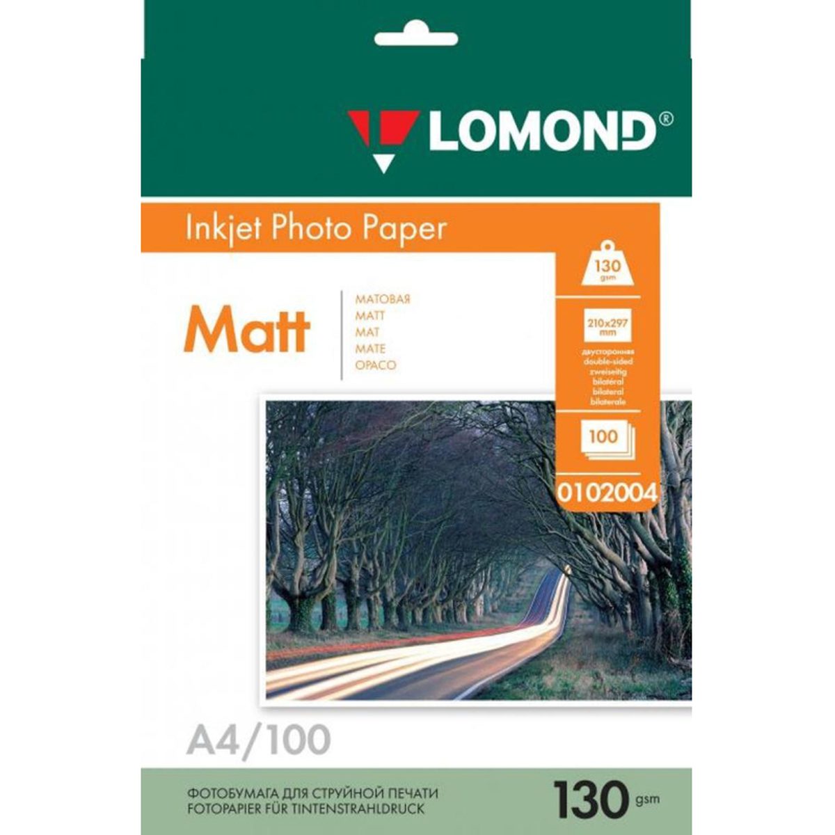 Фотобумага Lomond 0102004 (А4, 130 г/кв. м, матовое) пачка 100л.