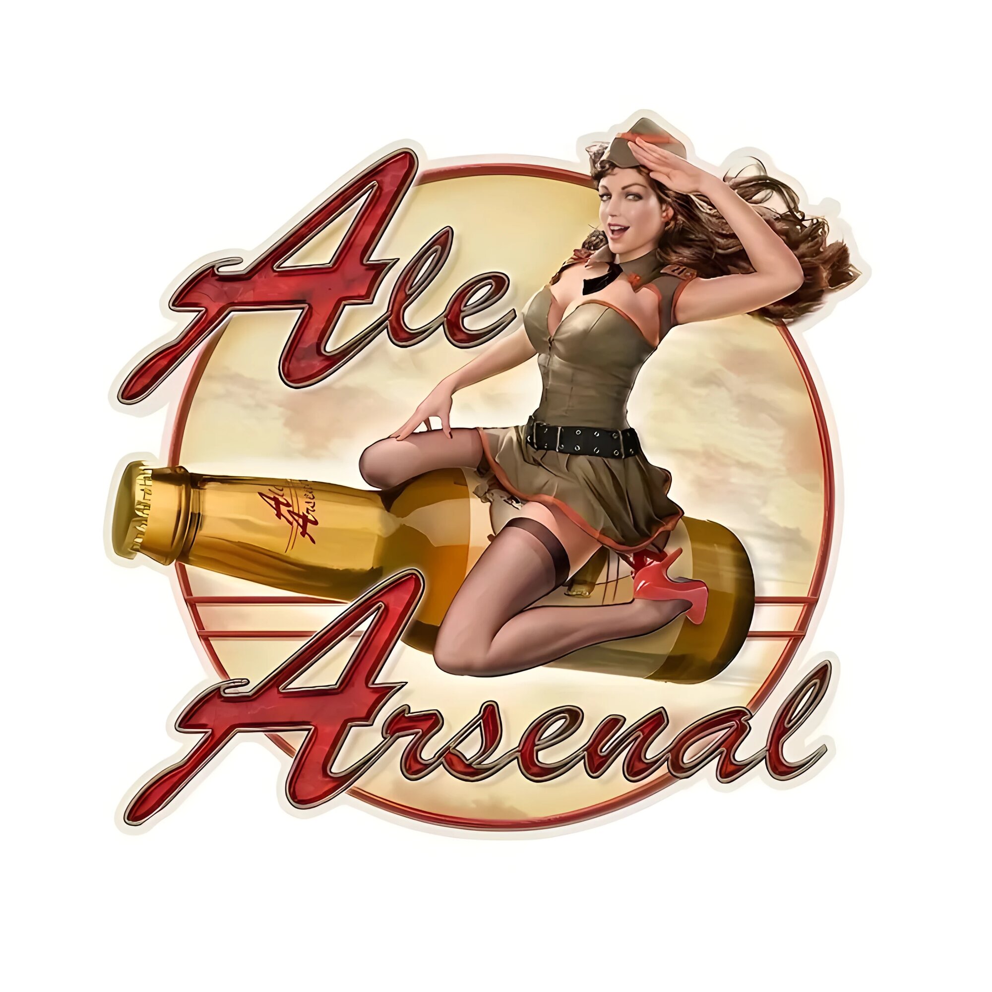Наклейка-стикер Ale Arsenal Pin Up Girl Beer для защиты от царапин на мотоцикле, 10x9.5cm