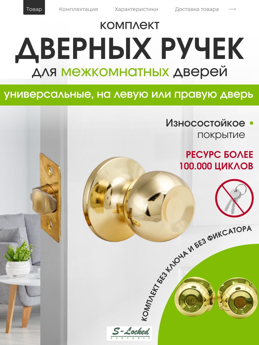 Ручка дверная межкомнатная с защелкой кноб