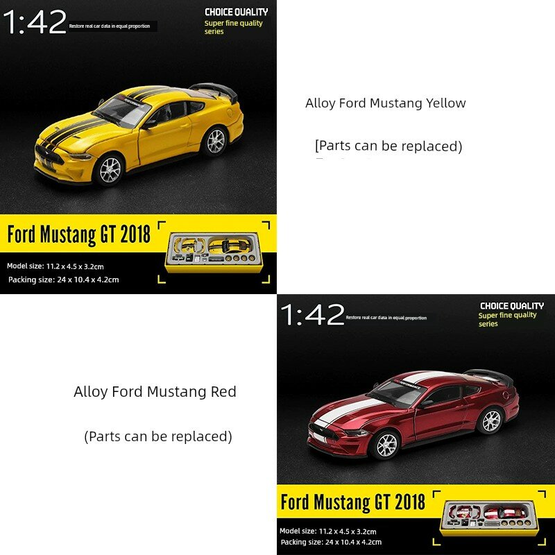 Набор моделей Ford Mustang желтого и красного цвета, 1:43, подарочная упаковка для мальчиков 10+