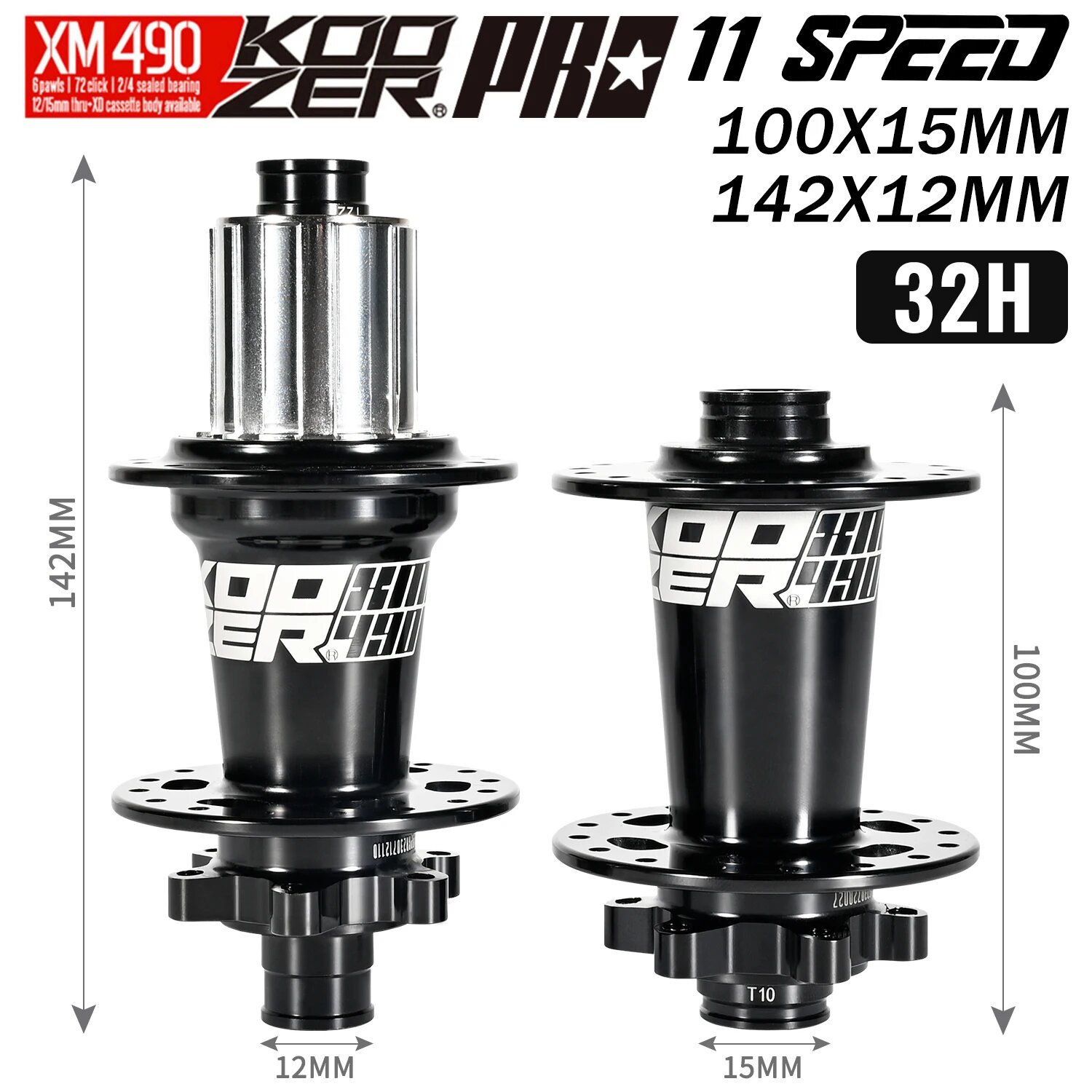 Велосипедные втулки KOOZER XM490 PRO MTB PRO BK 32H TA MO