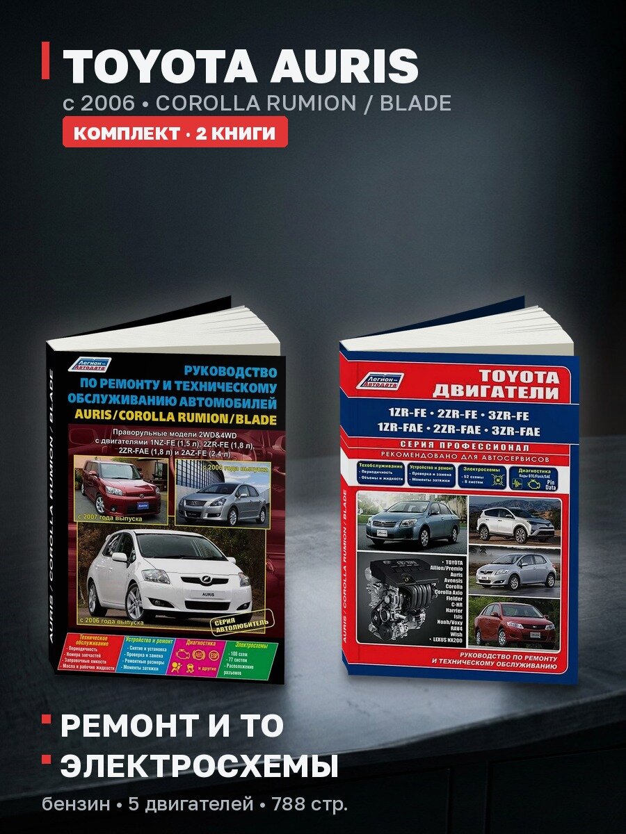 Комплект литературы по ремонту и обслуживанию Toyota Auris / Corolla Rumion / Blade с 2006 года выпуска, правый руль