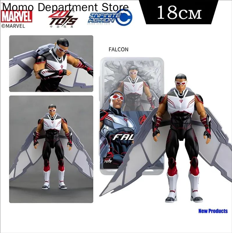 Эксклюзивная лицензионная коллекционная фигурка ZD TOYS Marvel 18 см, представляющая Сокола из Мстителей Капитана Америки, наделена подвижным конструктором