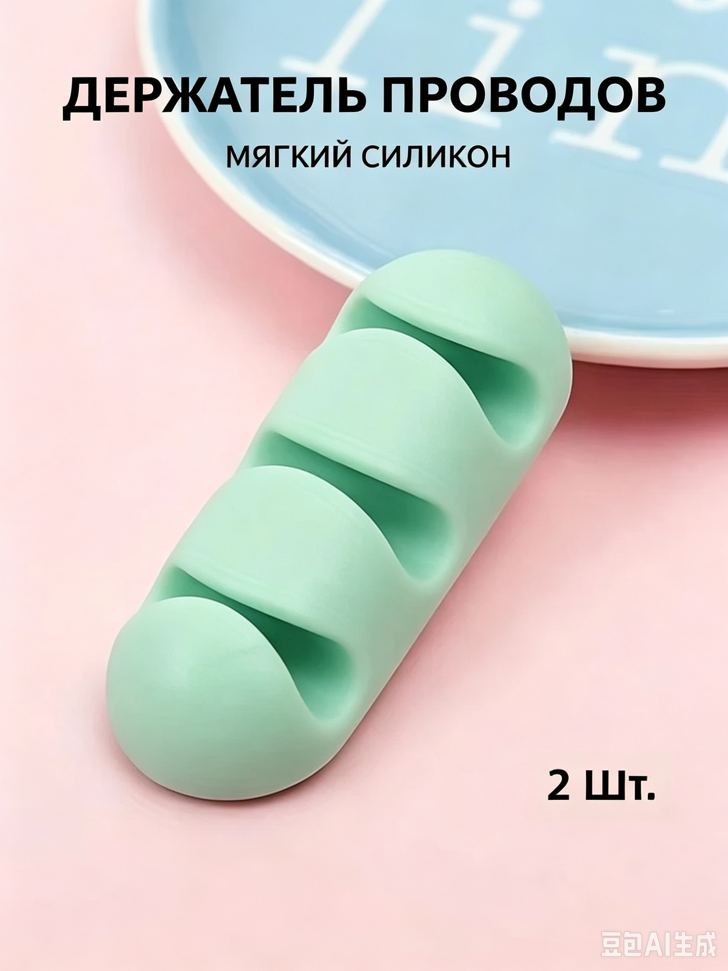 Органайзер для кабелей 2 шт, зеленыйСиликоновая насадка на ручку кастрюли 2 шт