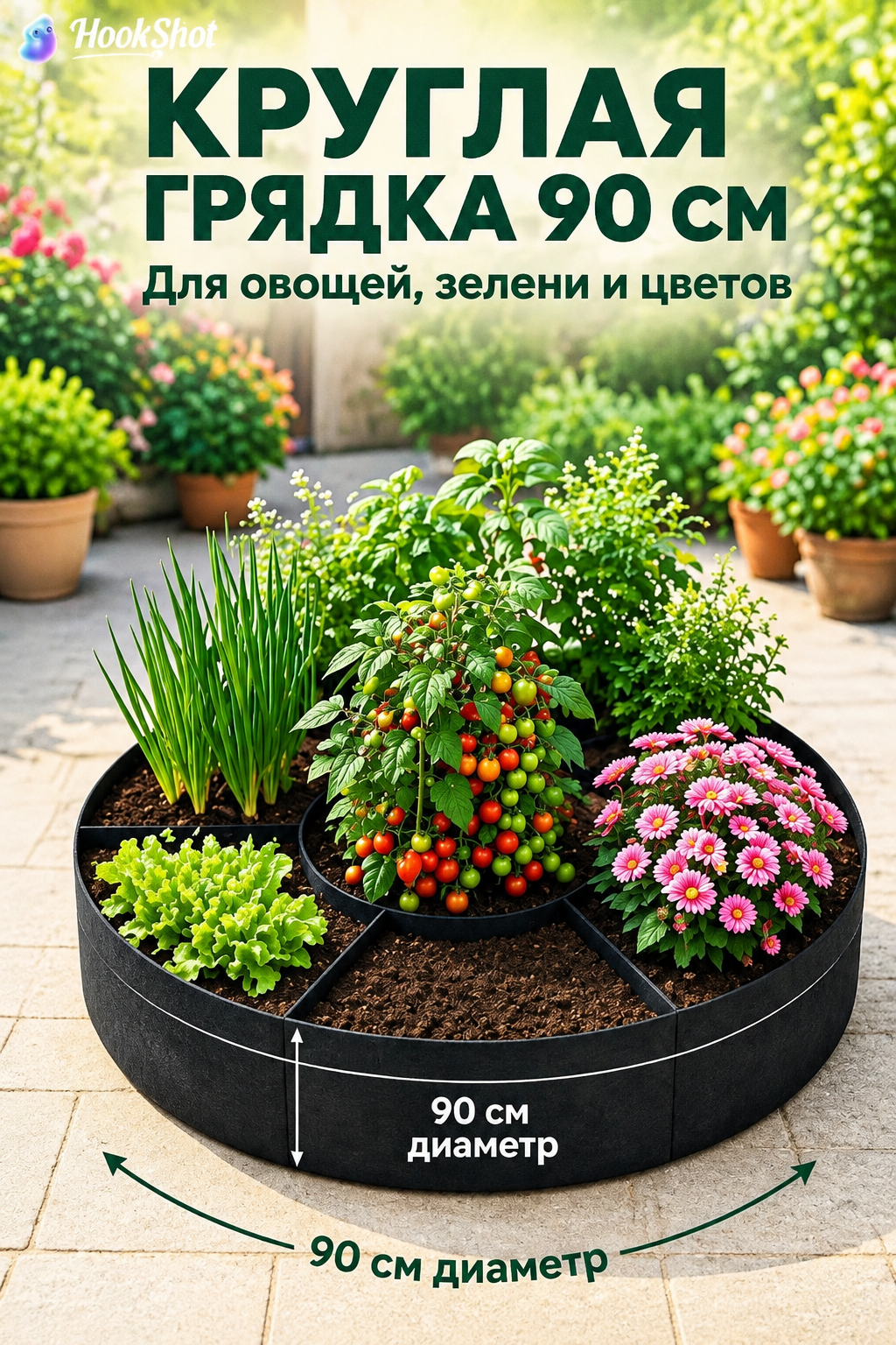 Садовая клумба из войлока 0.9х0.3 м, черная, 0.9 м, 23×26×4 см