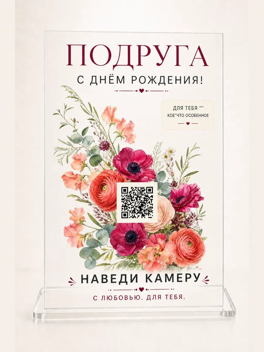 Интерактивная открытка - подарок подруге на день рождения, 14×21 см