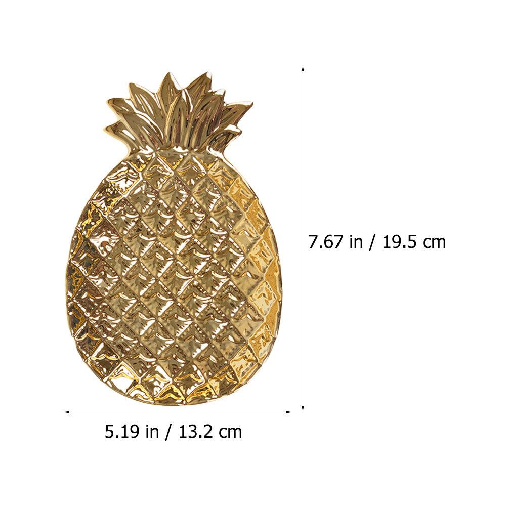 Тарелка для фруктов из керамики, золотой цвет, размер 19.5x13.2 см, для летних десертов