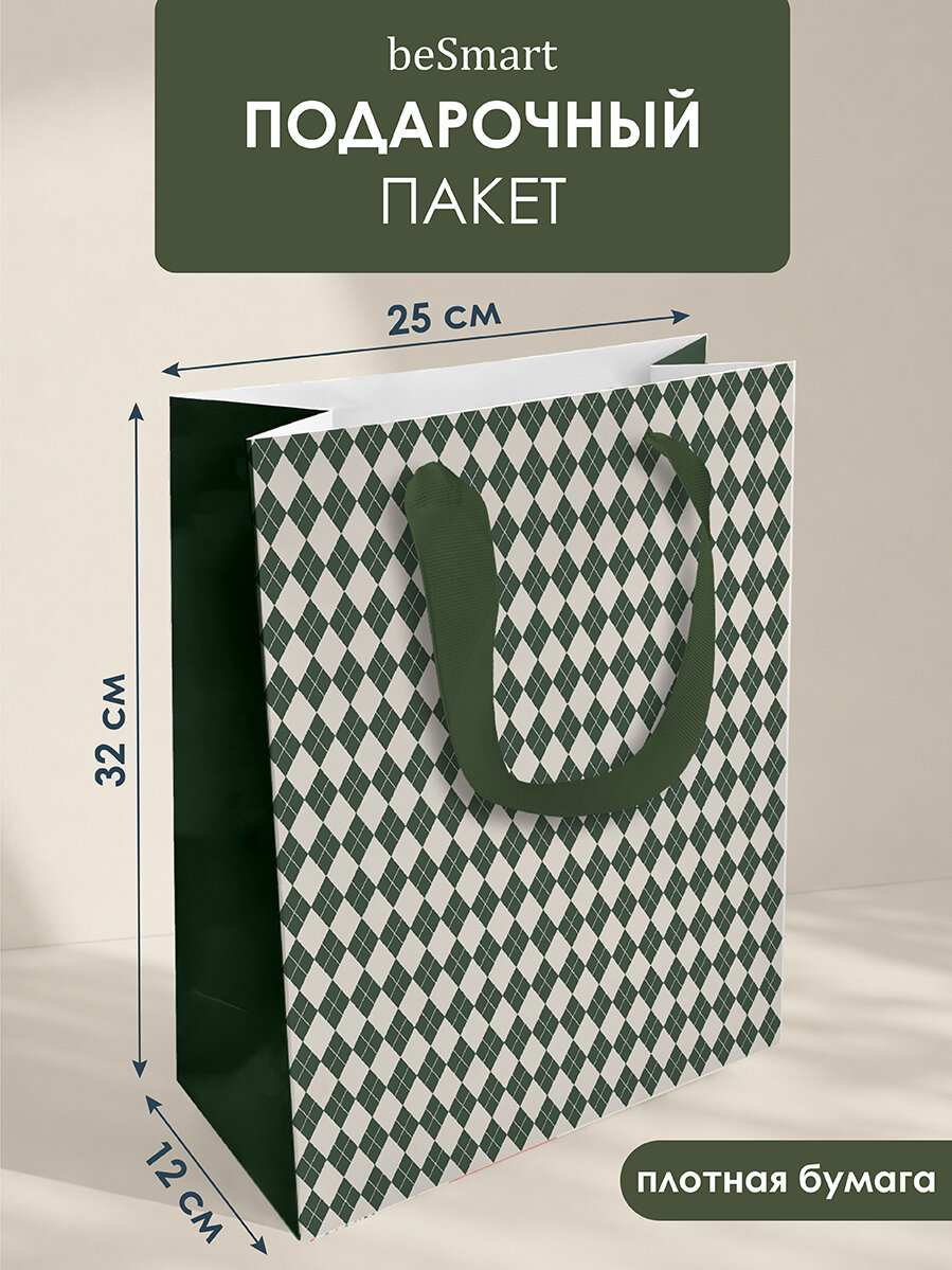Подарочный пакет мужской beSmart "Cage" вертикальный 25х32 см