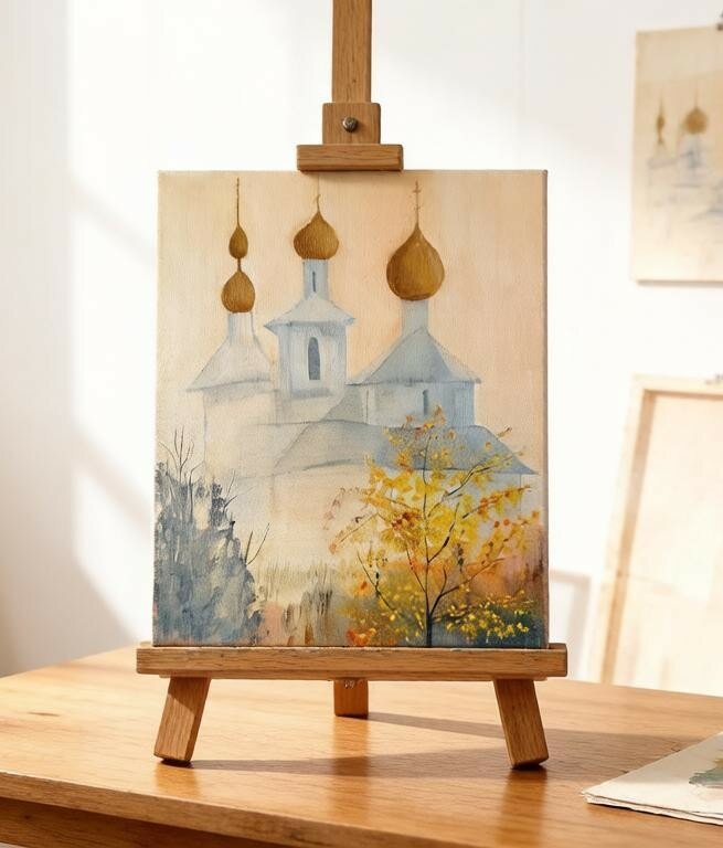 Картина маслом пейзаж с церковью, абстрактная масляная живопись