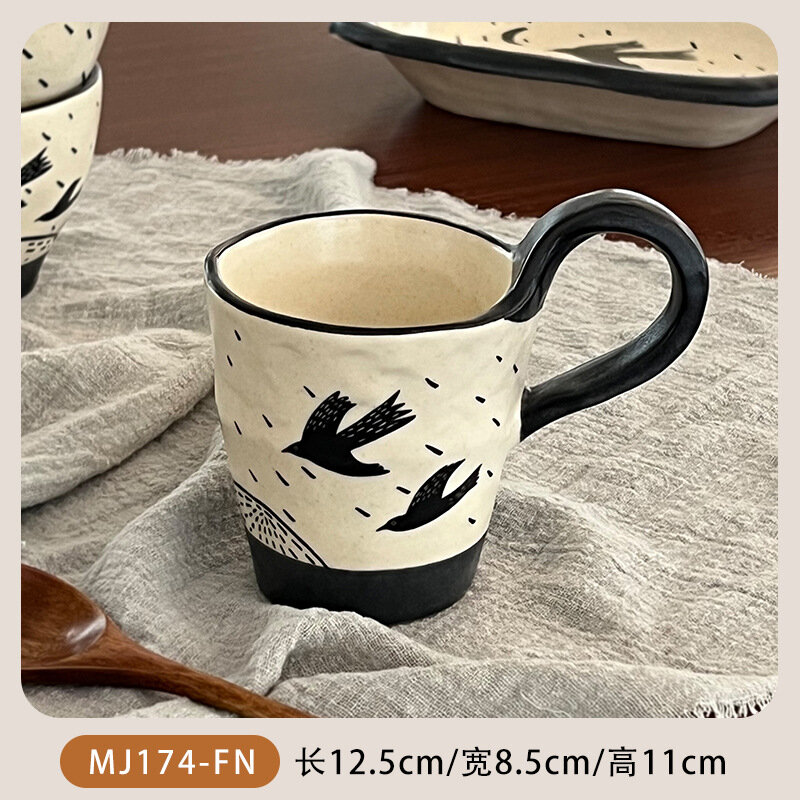 Meijiahui Новые Ручная Лепка Керамические Кофейные Чашки Набор Чашки Для Десертного Чая Цвет：MJ174-FN Винтажный Тёплый