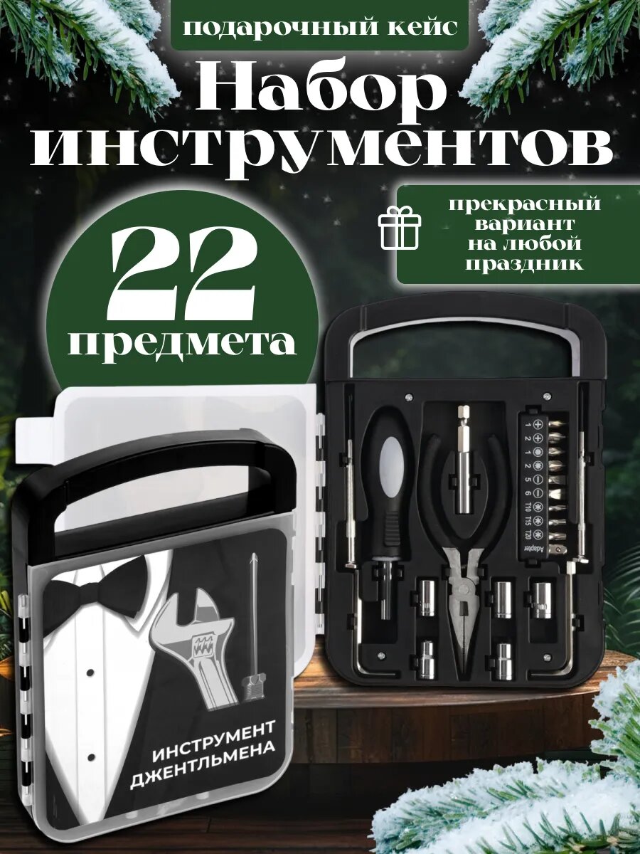 Набор инструментов тундра, подарочный пластиковый кейс, 22 предмета